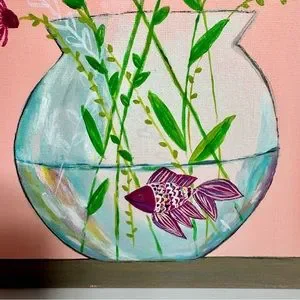 Hand Crafted | Art | Hand Painted Beta Fish In Flower Vase Painted On ...